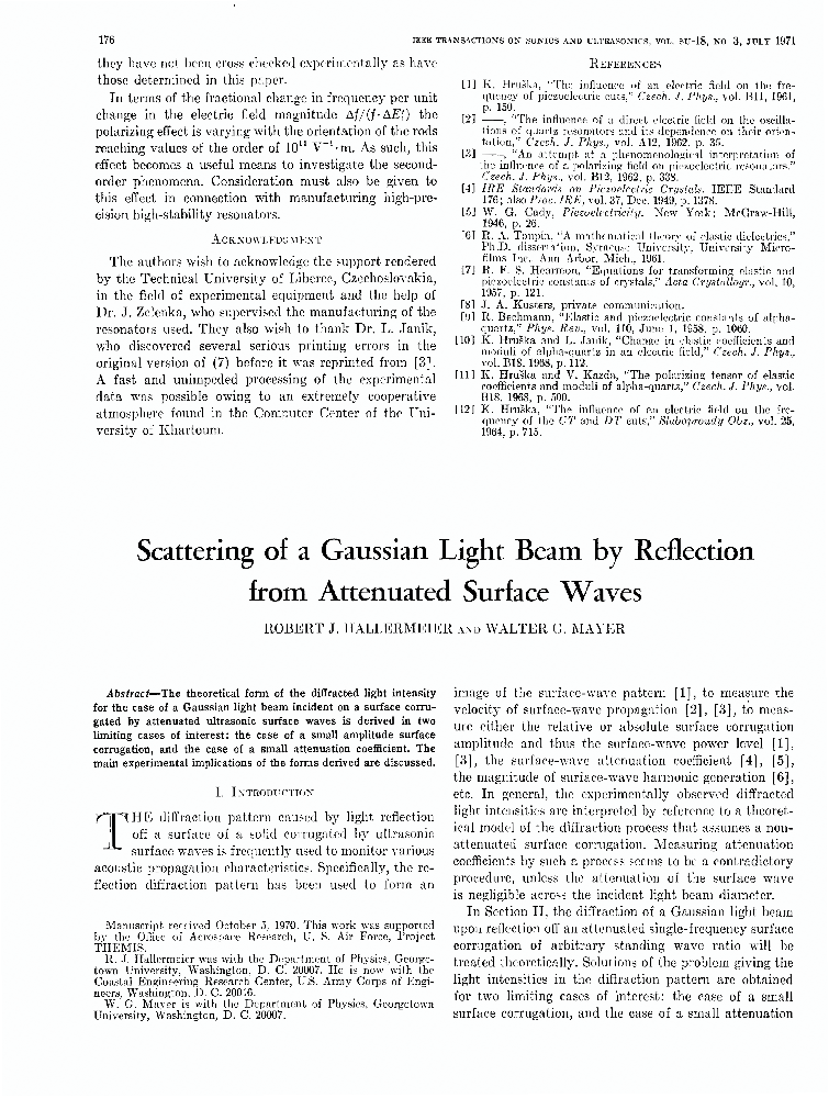 Scattering of a Gaussian Light Beam by Reflection from Attenuated ...