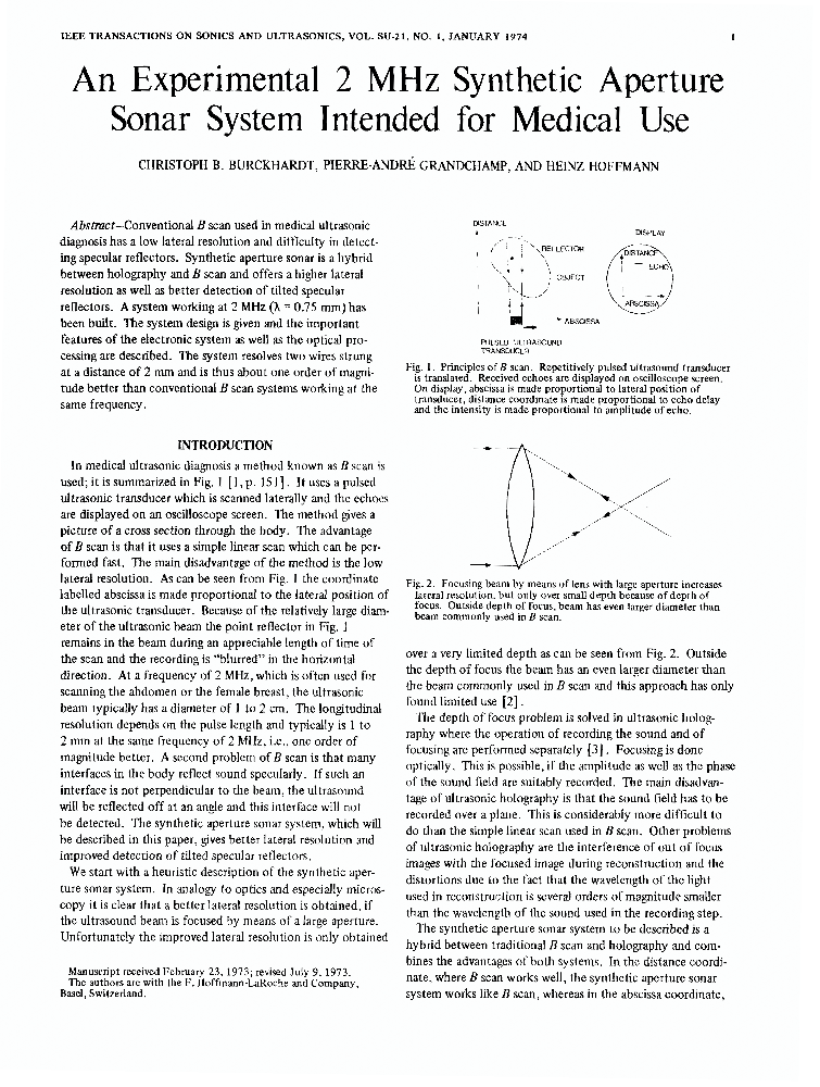 An Experimental 2 Mhz Synthetic Aperture Sonar System Intended For Medical Use Ieee Journals