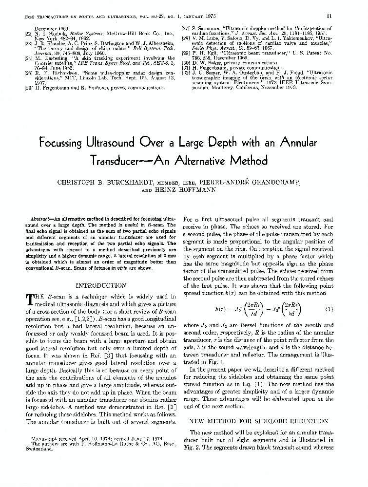 Focussing Ultrasound Over a Large Depth with an Annular Transducer-An ...