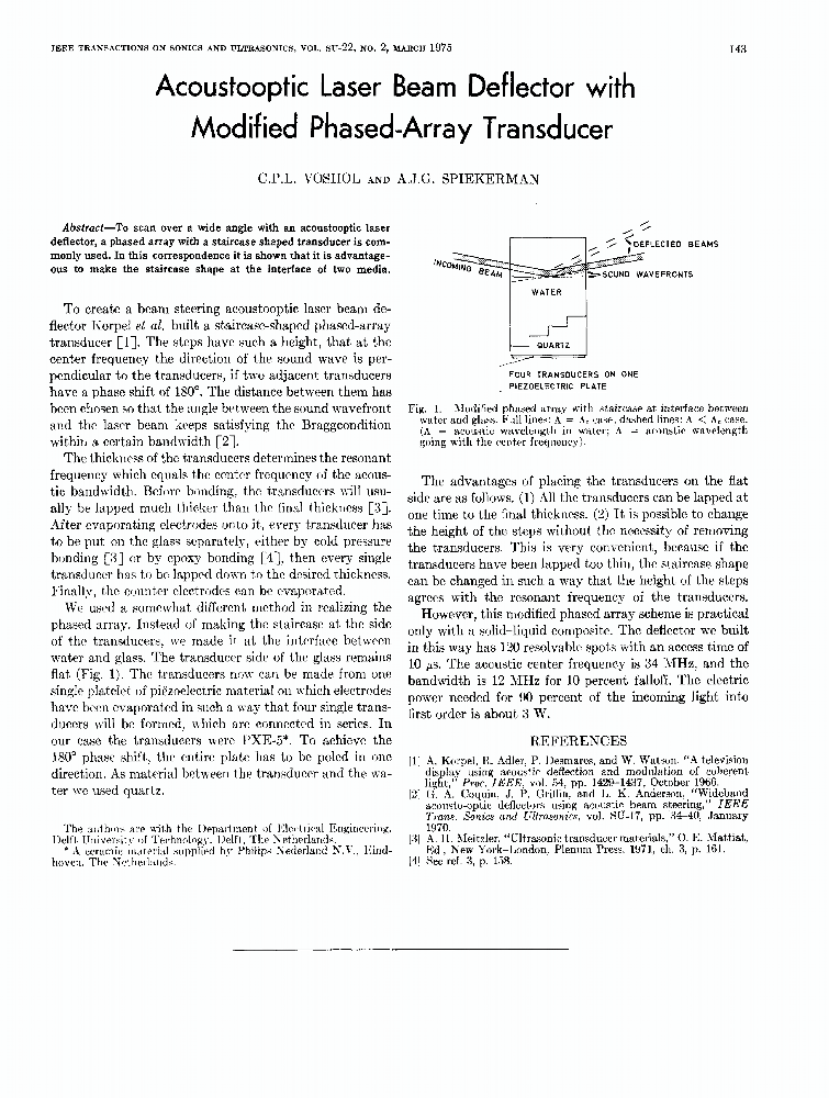 Acoustooptic Laser Beam Deflector With Modified Phased Array Transducer Ieee Journals