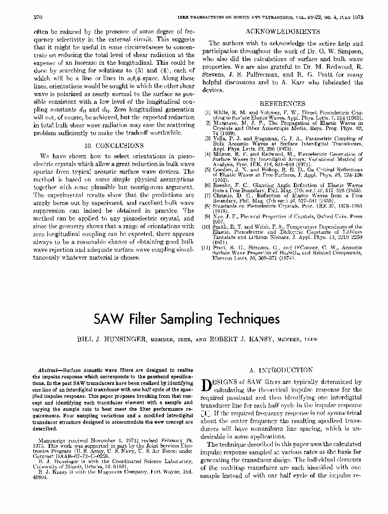 SAW Filter Sampling Techniques | IEEE Journals & Magazine | IEEE Xplore