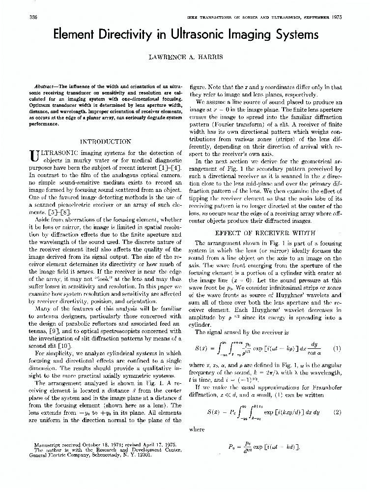 Element Directivity in Ultrasonic Imaging Systems | IEEE Journals ...