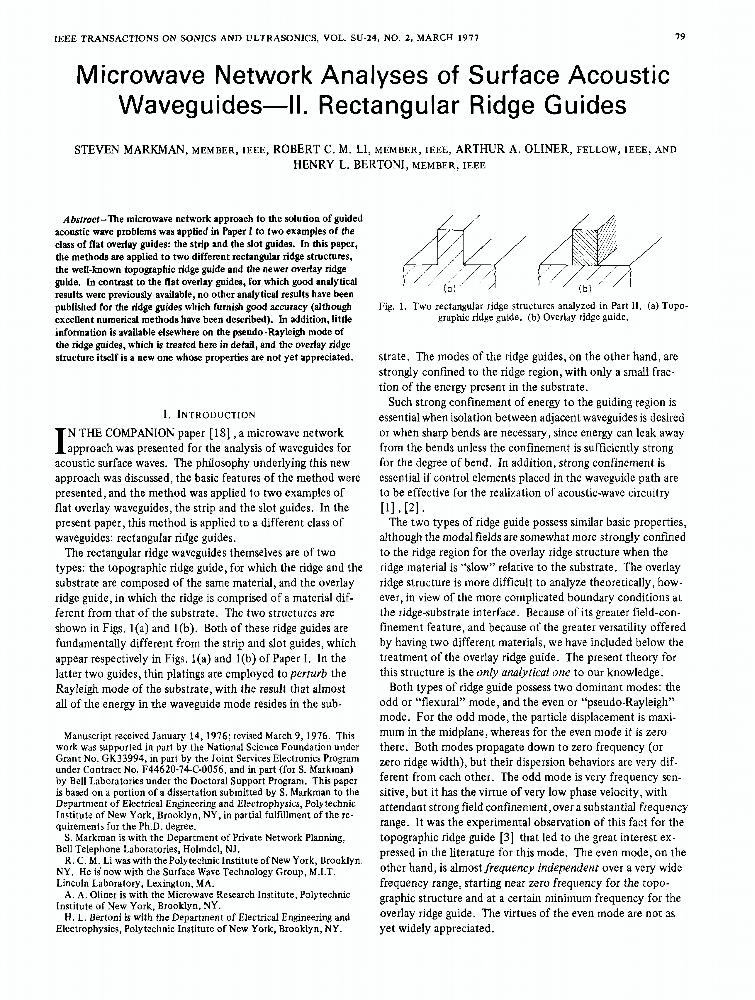 Microwave Network Analyses of Surface Acoustic Waveguides - II ...