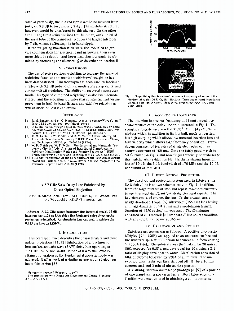 A 2.2 GHz SAW Delay Line Fabricated by Direct Optical Projection | IEEE ...