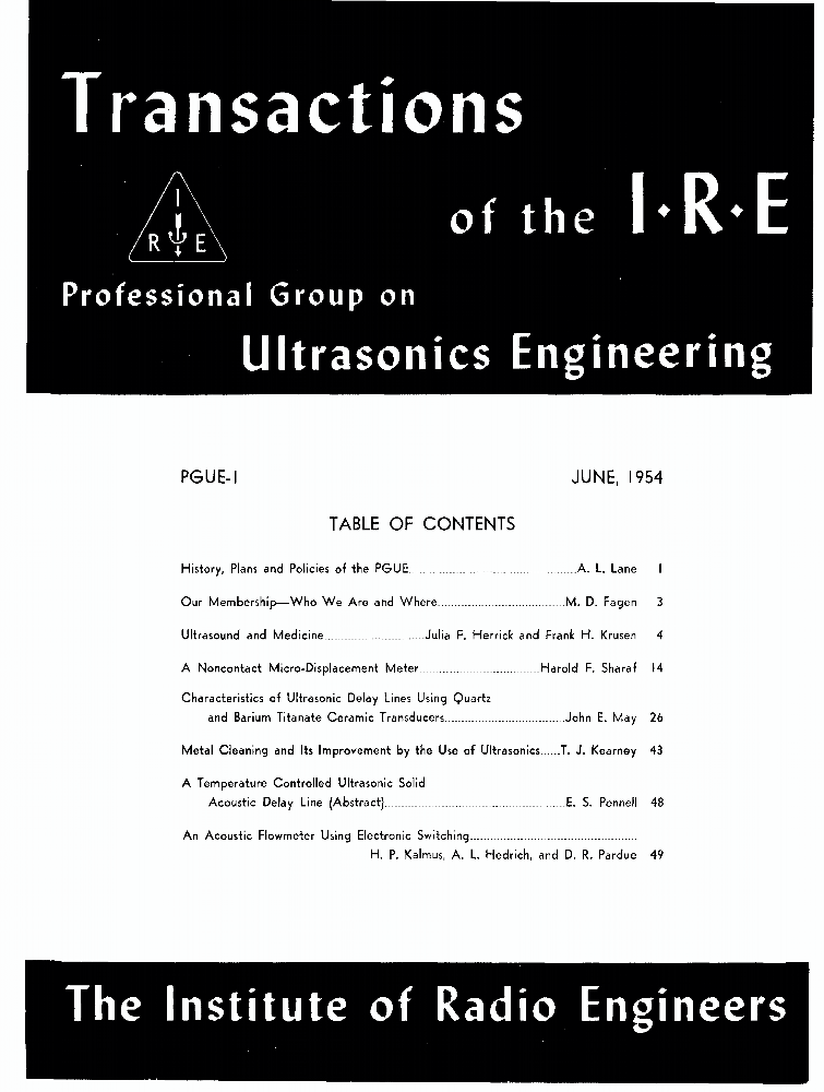 The First Transactions of the IEEE Group on Sonics and Ultrasonics ...