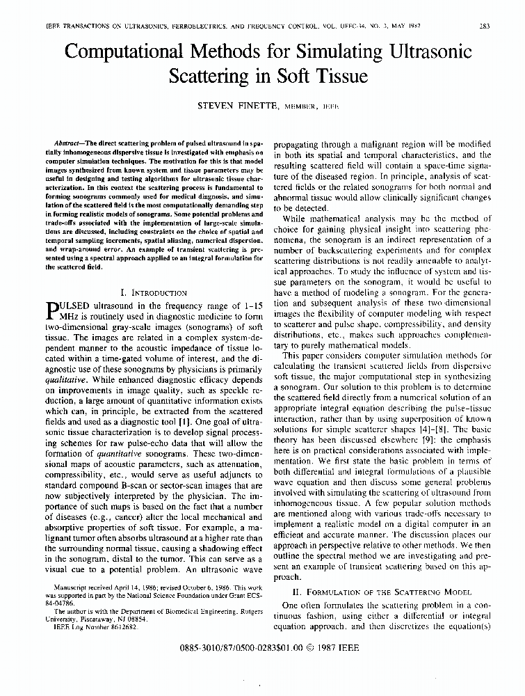 Computational Methods for Simulating Ultrasonic Scattering in Soft ...