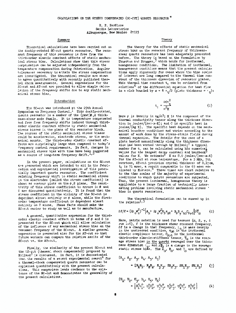 Calculations on the Stress Compensated (SC-Cut) Quartz Resonator | IEEE ...