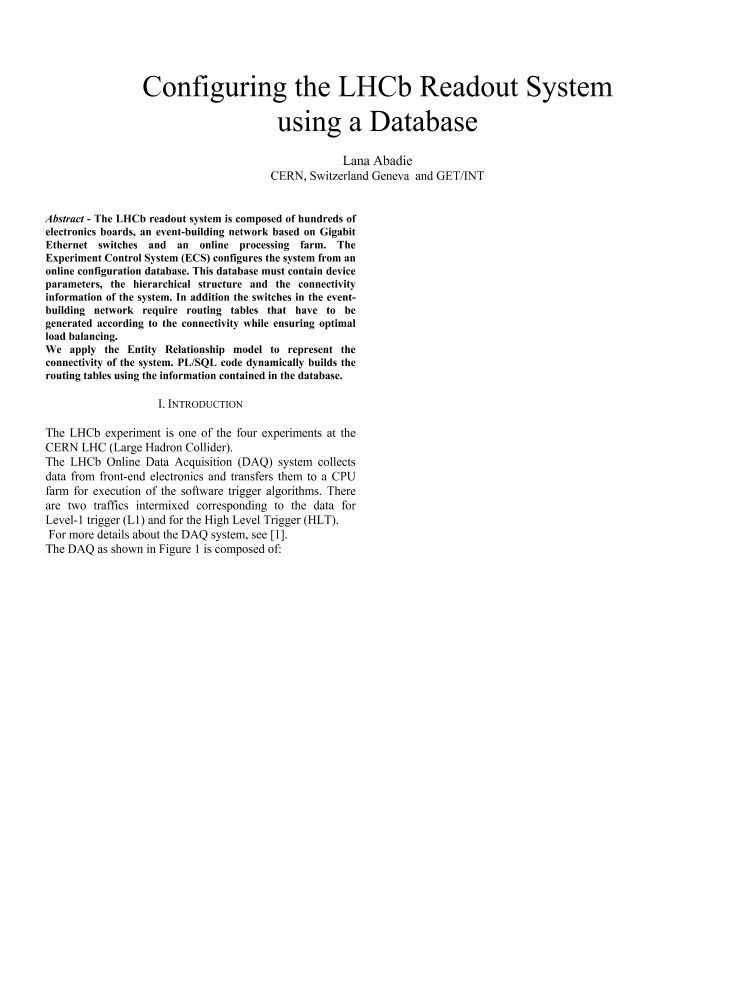 Connectivity representation in the LHCb Online Configuration Database | IEEE Conference ...