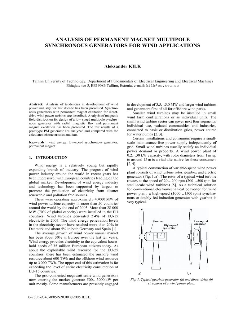 Analysis of permanent magnet multipole synchronous generators for wind ...
