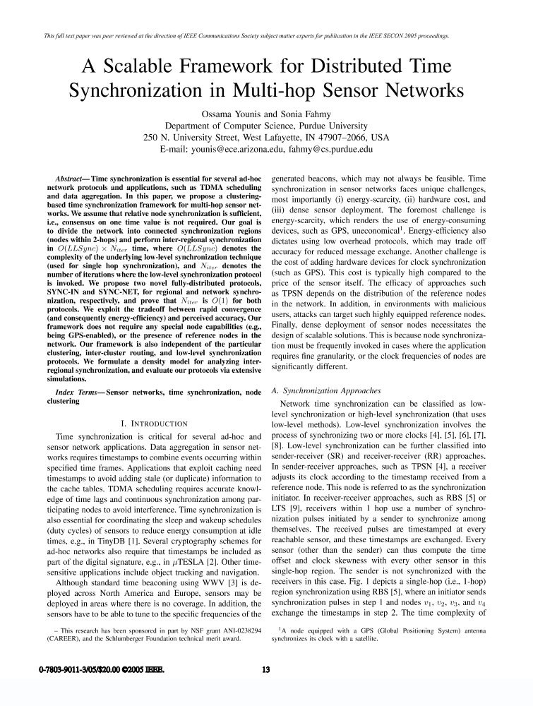 A scalable framework for distributed time synchronization in multi-hop ...