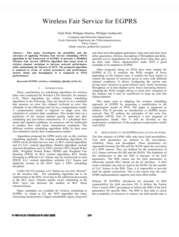 Wireless fair service for EGPRS | IEEE Conference Publication | IEEE Xplore