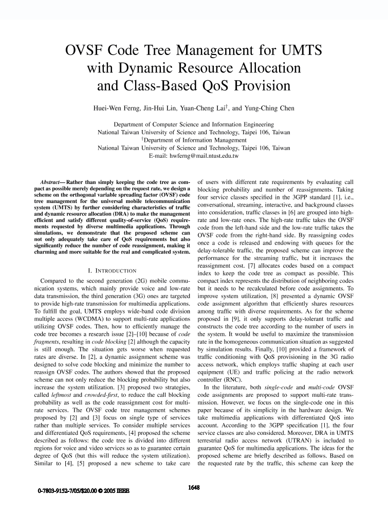 OVSF code tree management for UMTS with dynamic resource allocation and ...