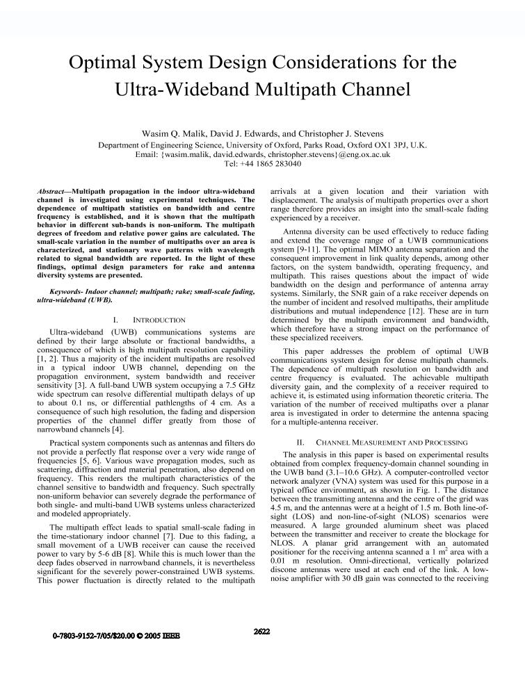 Optimal system design considerations for the ultra-wideband multipath channel | IEEE Conference ...