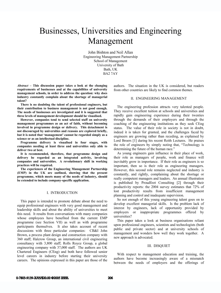 Businesses, universities and engineering management | IEEE Conference ...