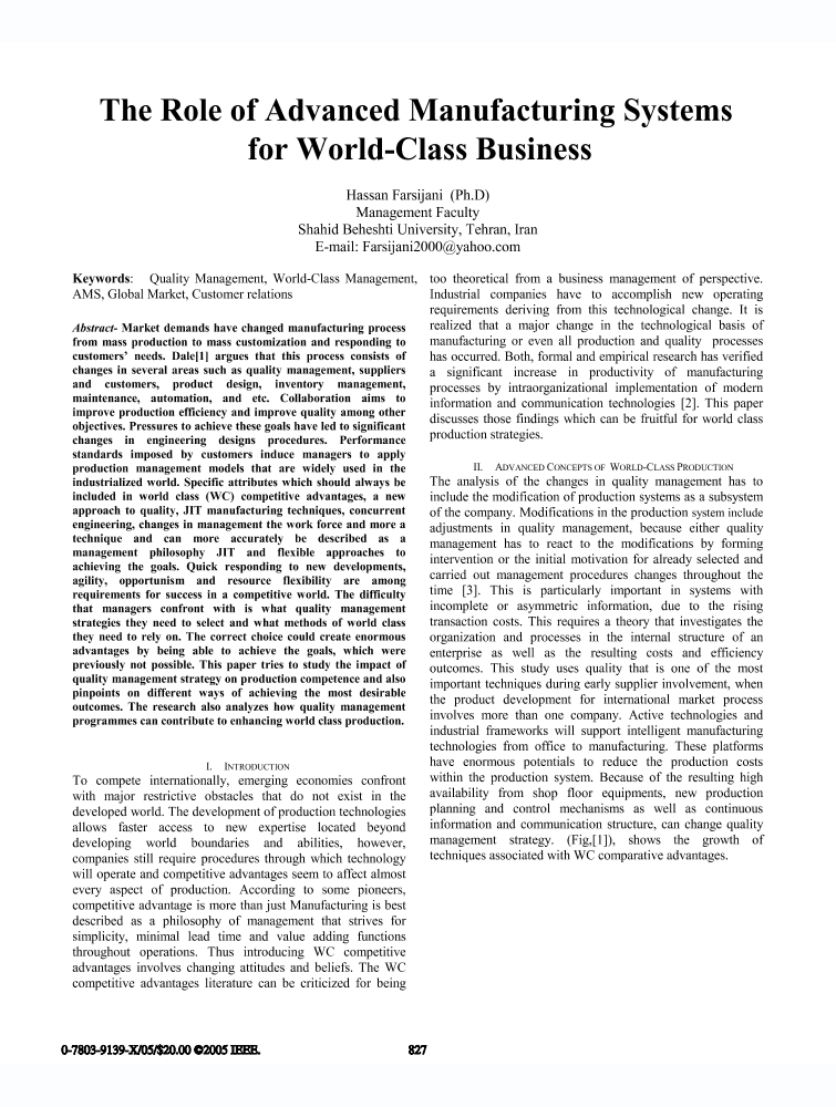 The role of advanced manufacturing systems for world-class business ...