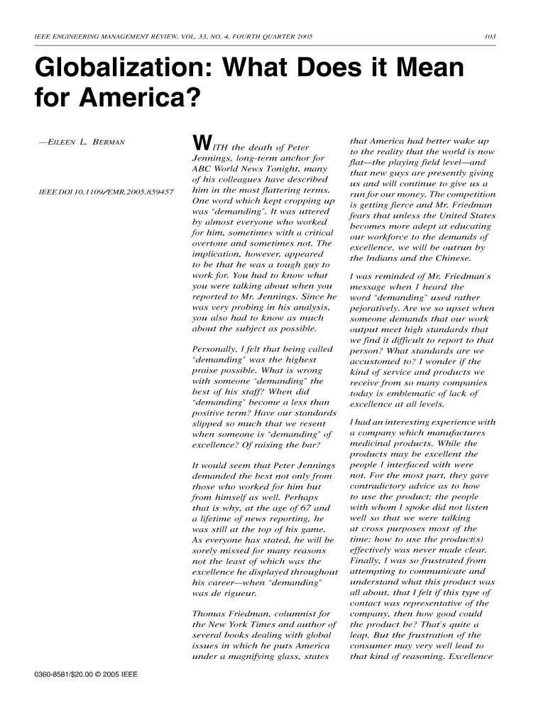 Globalization: what does it mean for america? | IEEE Journals ...
