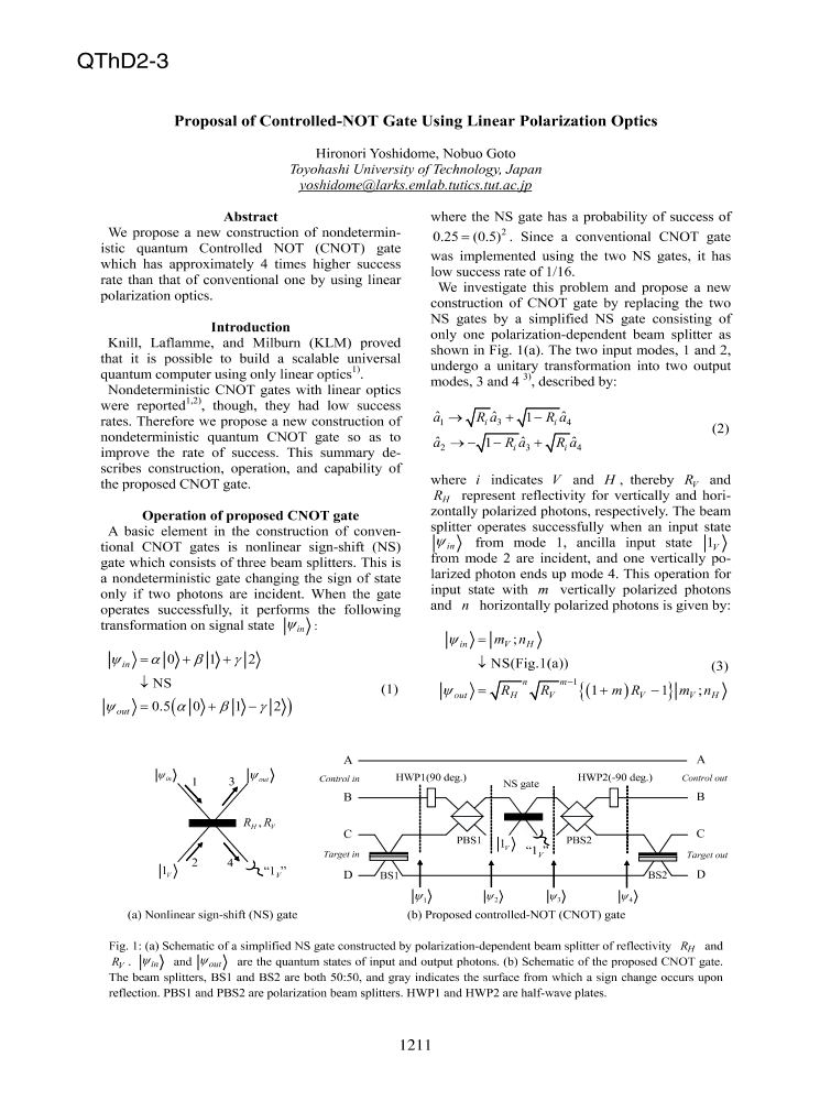 Proposal of controlled-NOT gate using linear polarization optics | IEEE ...