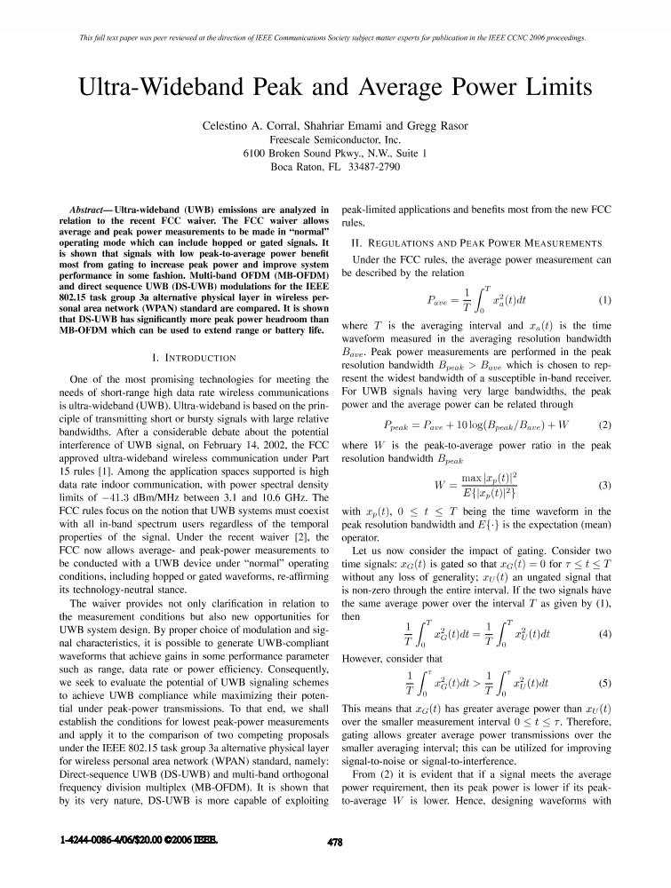 Ultra-wideband peak and average power limits | IEEE Conference Publication | IEEE Xplore