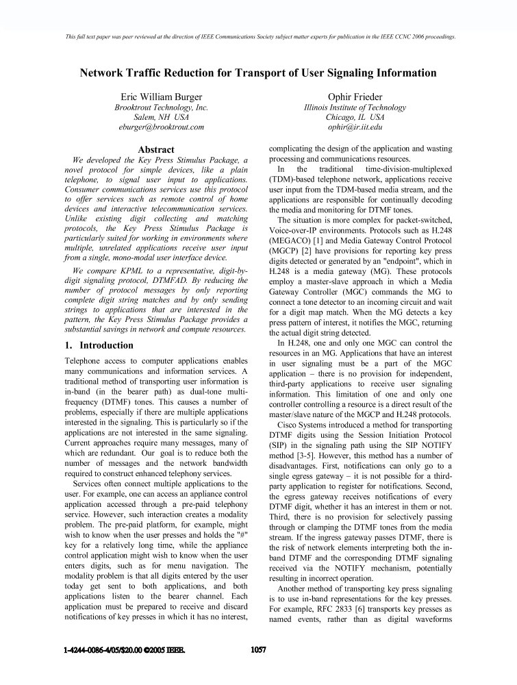Network traffic reduction for transport of user signaling information ...