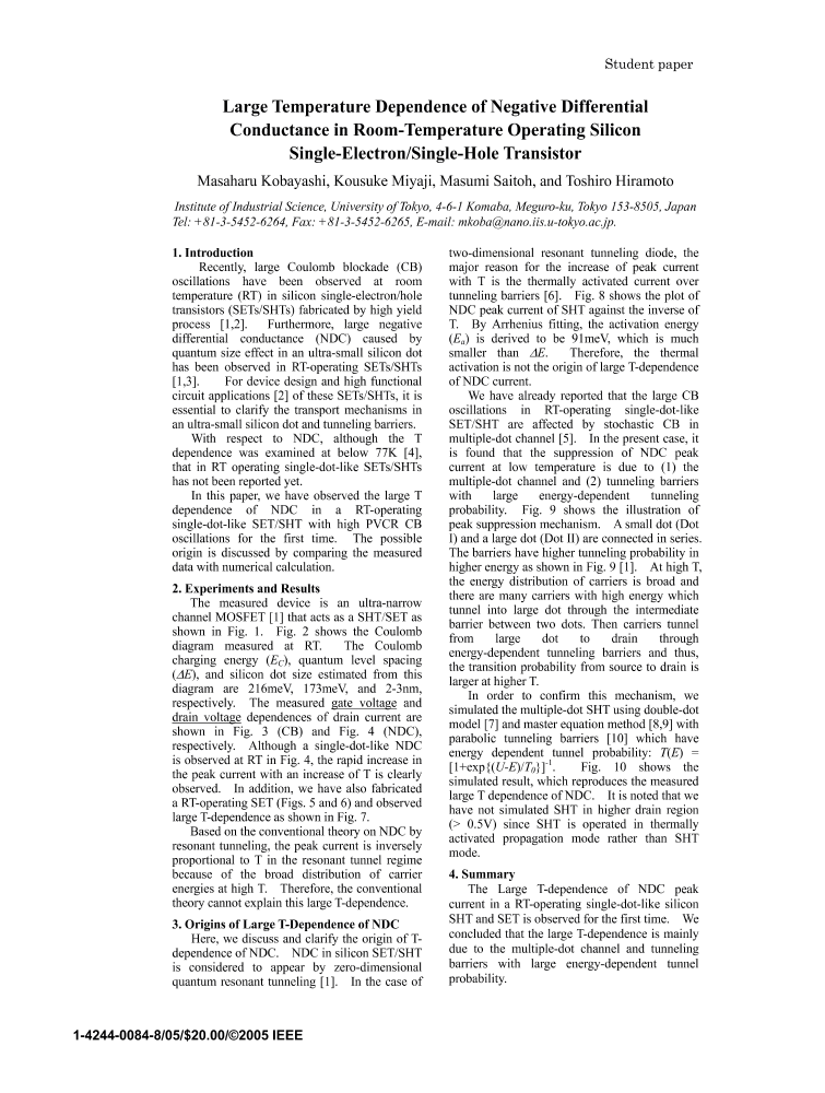 Large Temperature Dependence of Negative Differential Conductance in ...