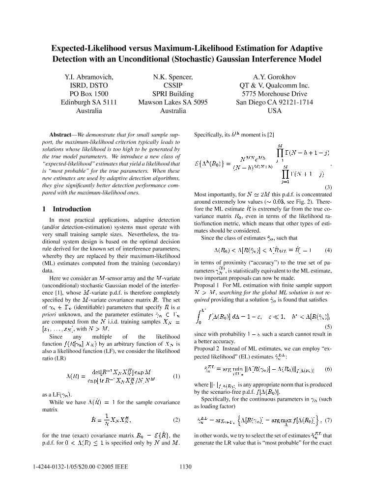 Expected Likelihood Versus Maximum Likelihood Estimation For Adaptive Detection With An