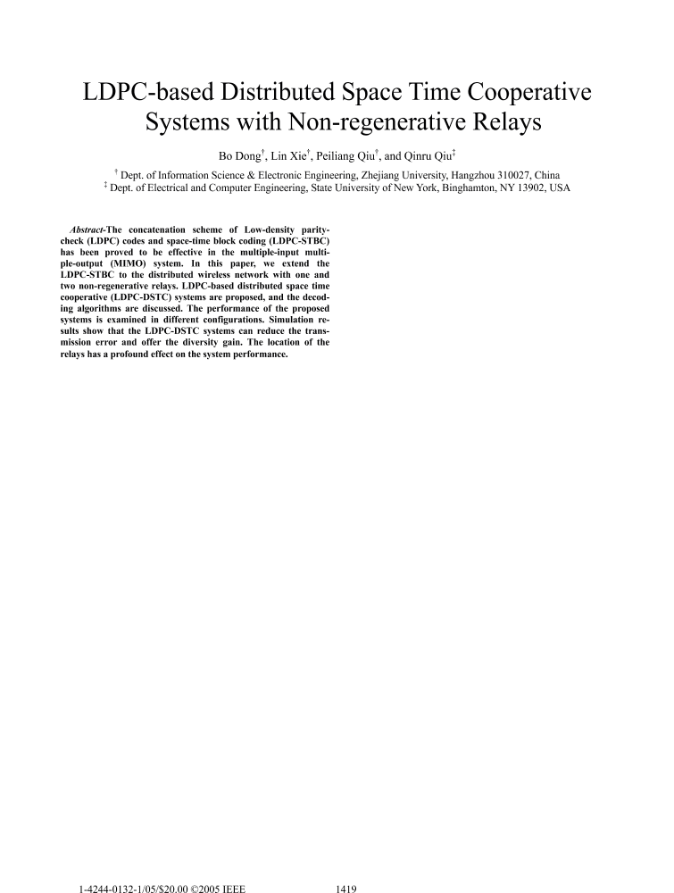 LDPC-based Distributed Space Time Cooperative Systems with Non ...