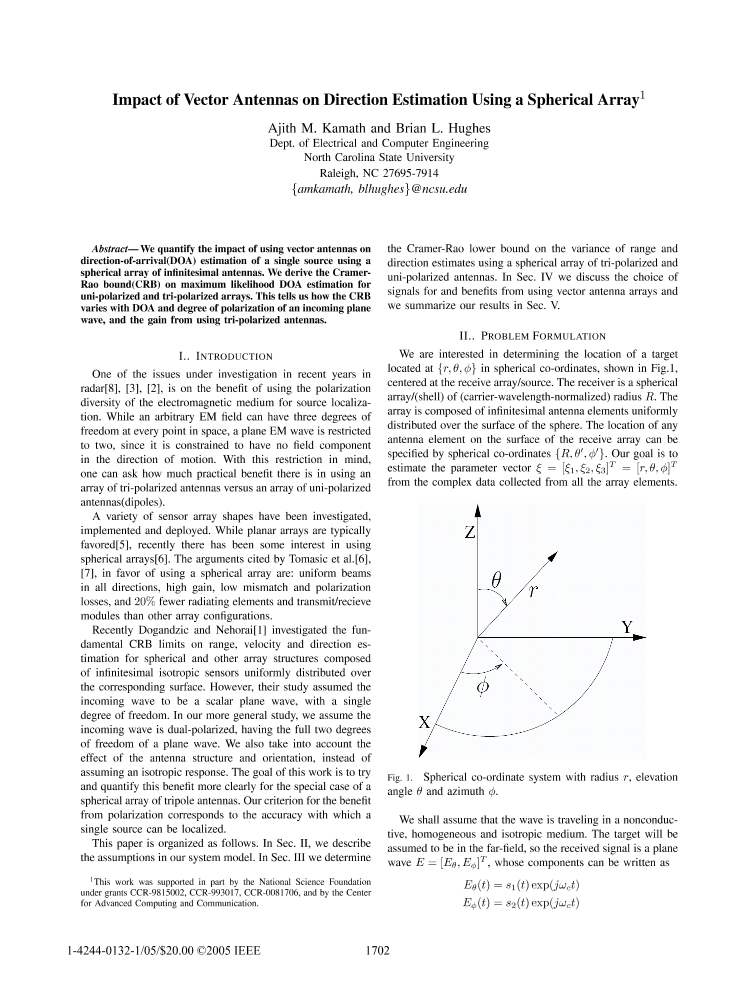 Impact of Vector Antennas on Direction Estimation Using a Spherical ...