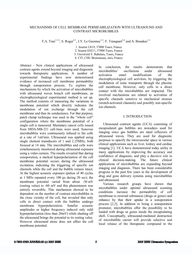 Mechanisms of cell membrane permeabilization with ultrasound and ...