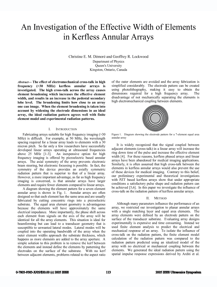 An investigation of the effective width of elements in kerfless annular ...