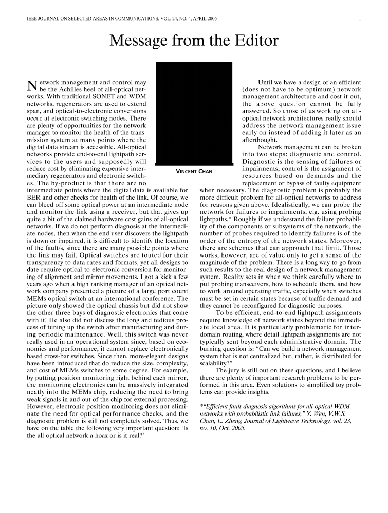 Message from the editor | IEEE Journals & Magazine | IEEE Xplore