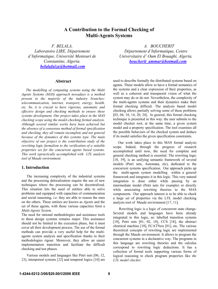 A Contribution to the Formal Checking of Multi-Agents Systems | IEEE ...