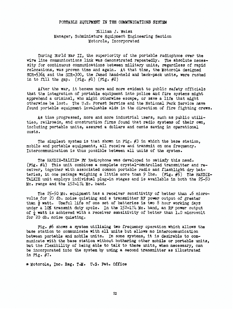 Portable equipment in the communications system | IEEE Journals ...