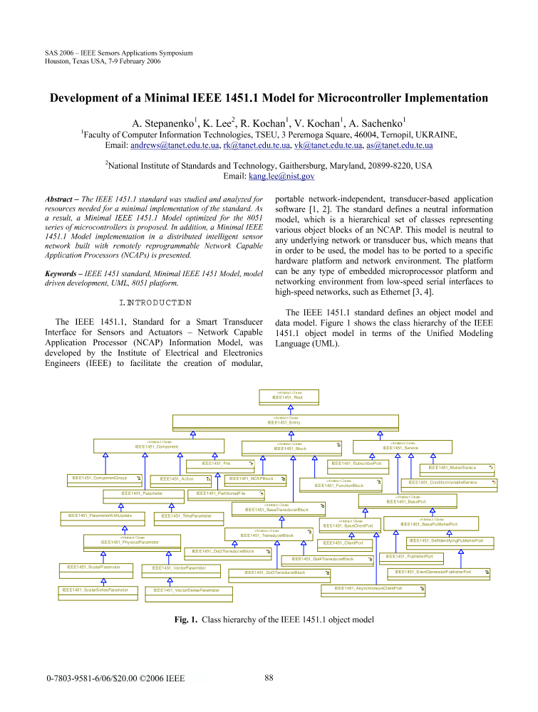 Development of a minimal IEEE 1451.1 model for microcontroller ...