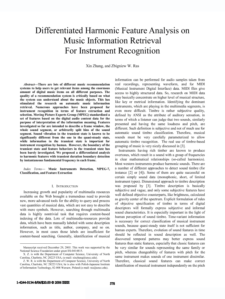 Differentiated harmonic feature analysis on music information retrieval ...