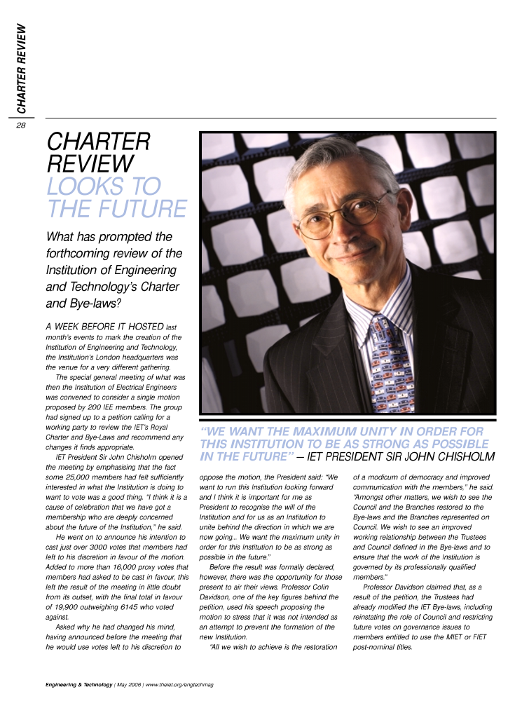 Charter Review - Looks to the Future | IET Journals & Magazine | IEEE ...