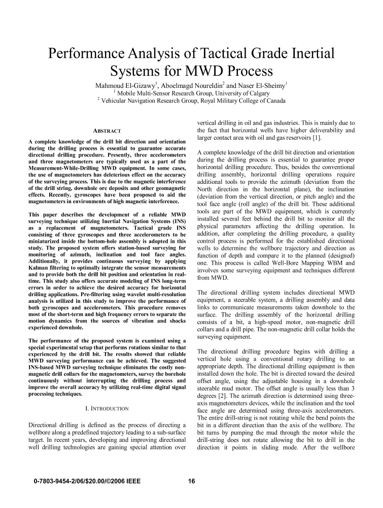 Performance Analysis of Tactical Grade Inertial Systems for MWD Process ...