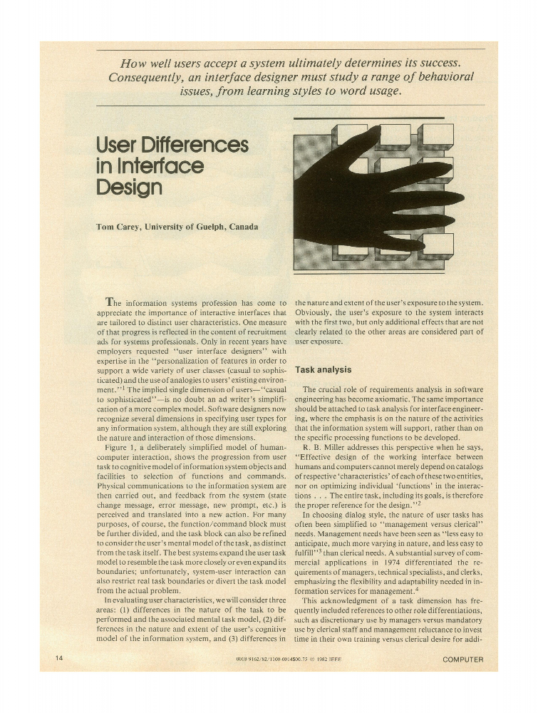 User differences in interface design | IEEE Journals & Magazine | IEEE ...