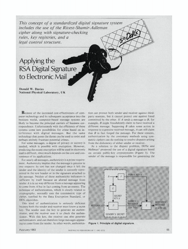 Applying the RSA Digital Signature to Electronic Mail | IEEE Journals ...