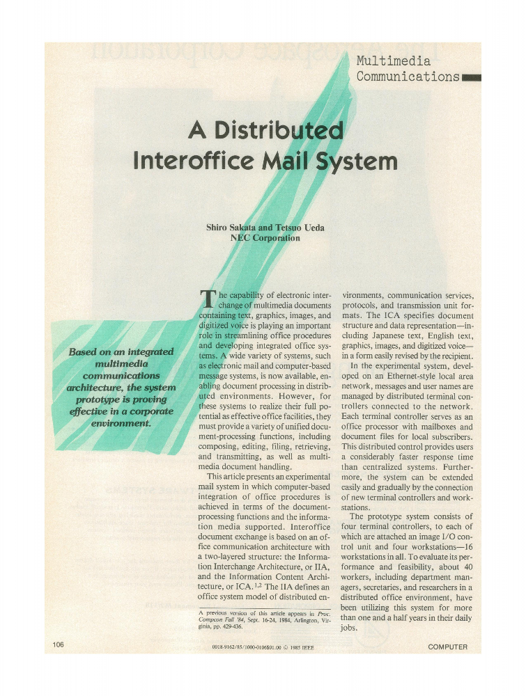 A Distributed Interoffice Mail System | IEEE Journals & Magazine | IEEE ...