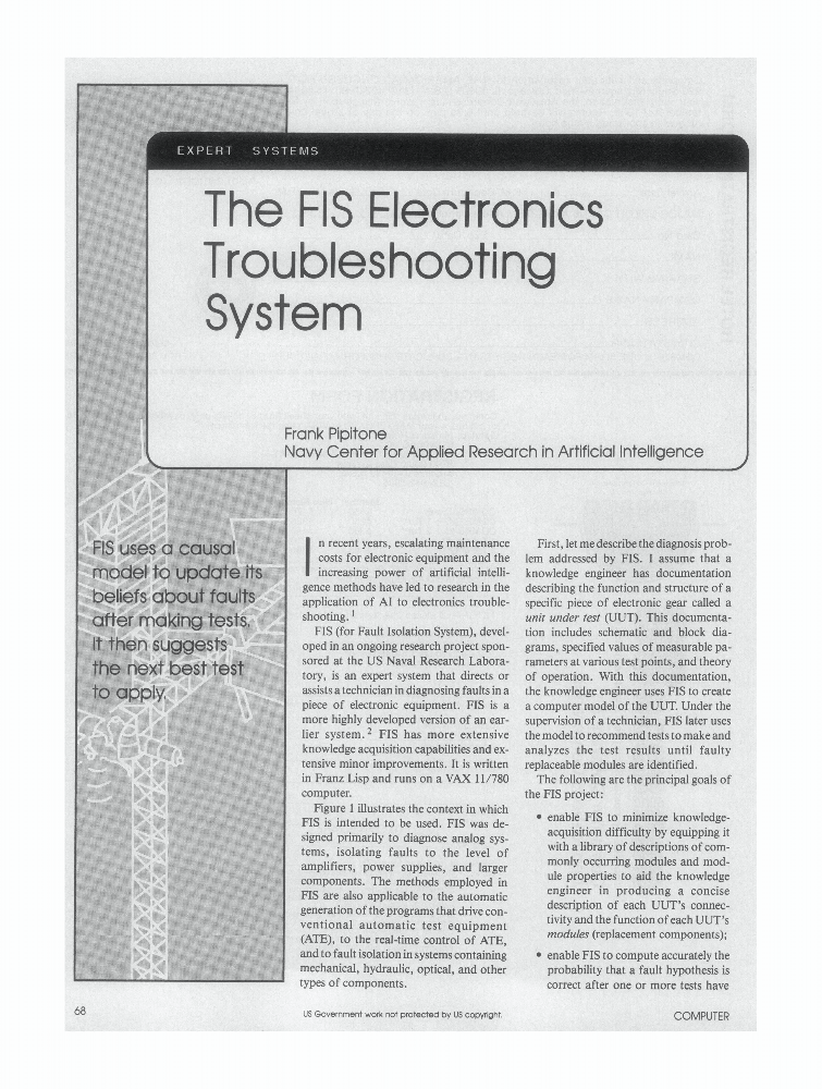 The FIS Electronics Troubleshooting System | IEEE Journals & Magazine ...