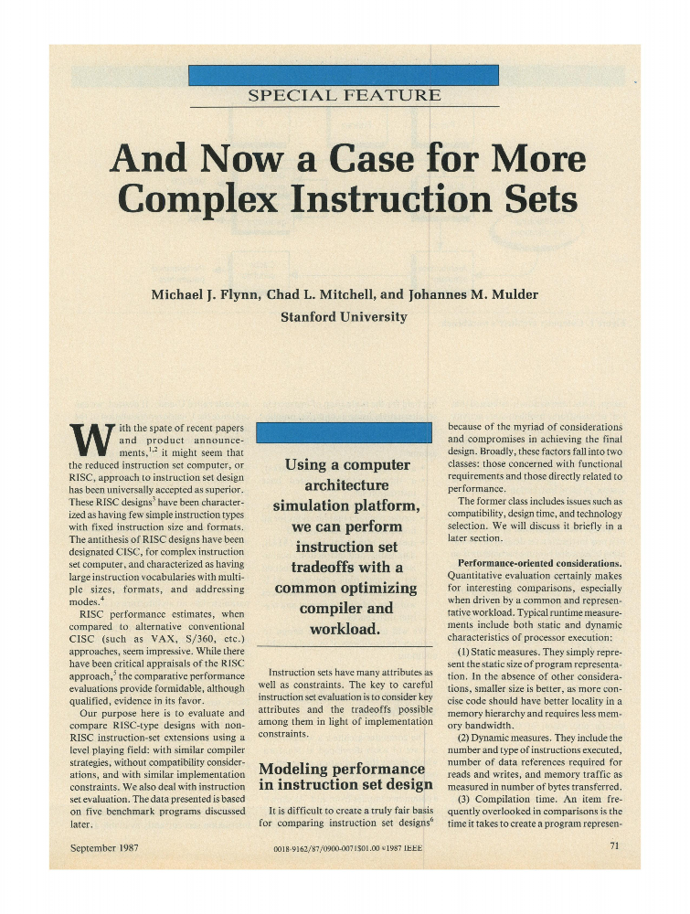 And Now a Case for More Complex Instruction Sets | IEEE Journals ...