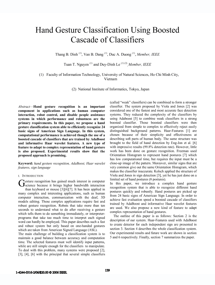Hand gesture classification using boosted cascade of classifiers | IEEE ...