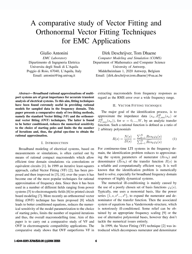A comparative study of vector fitting and orthonormal vector fitting ...