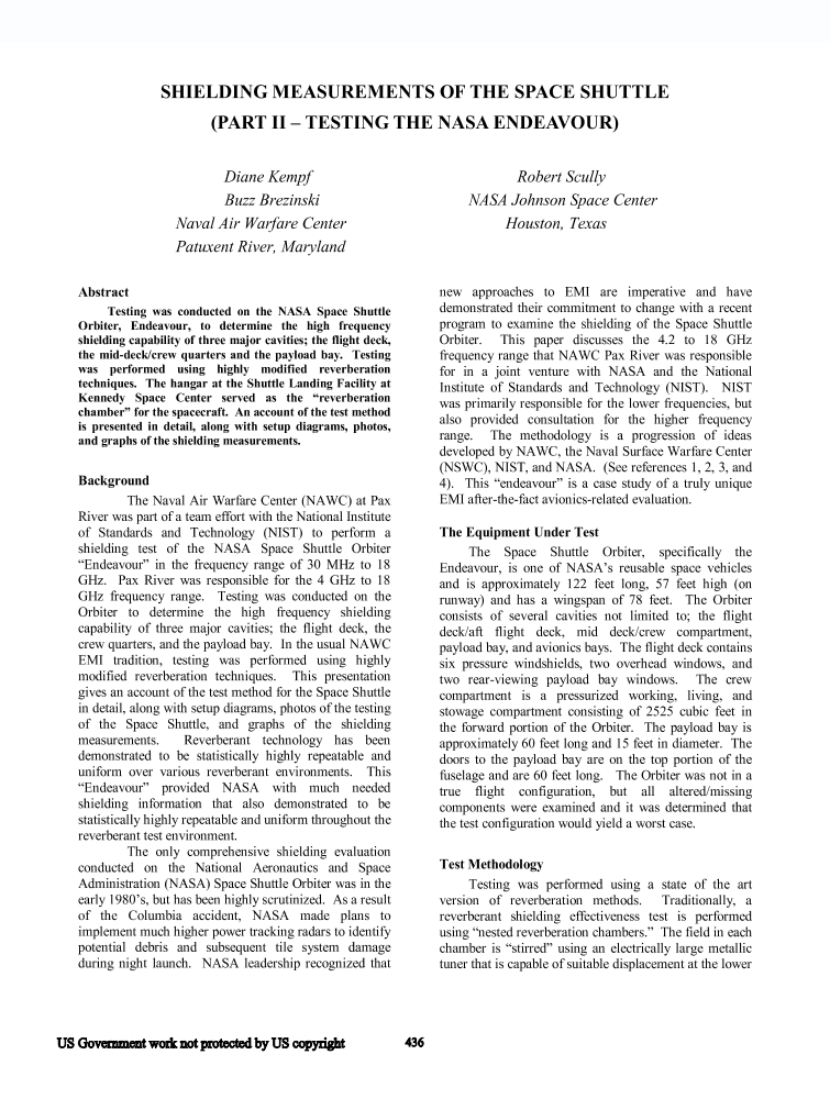 Shielding measurements of the space shuttle (part II - testing the nasa ...
