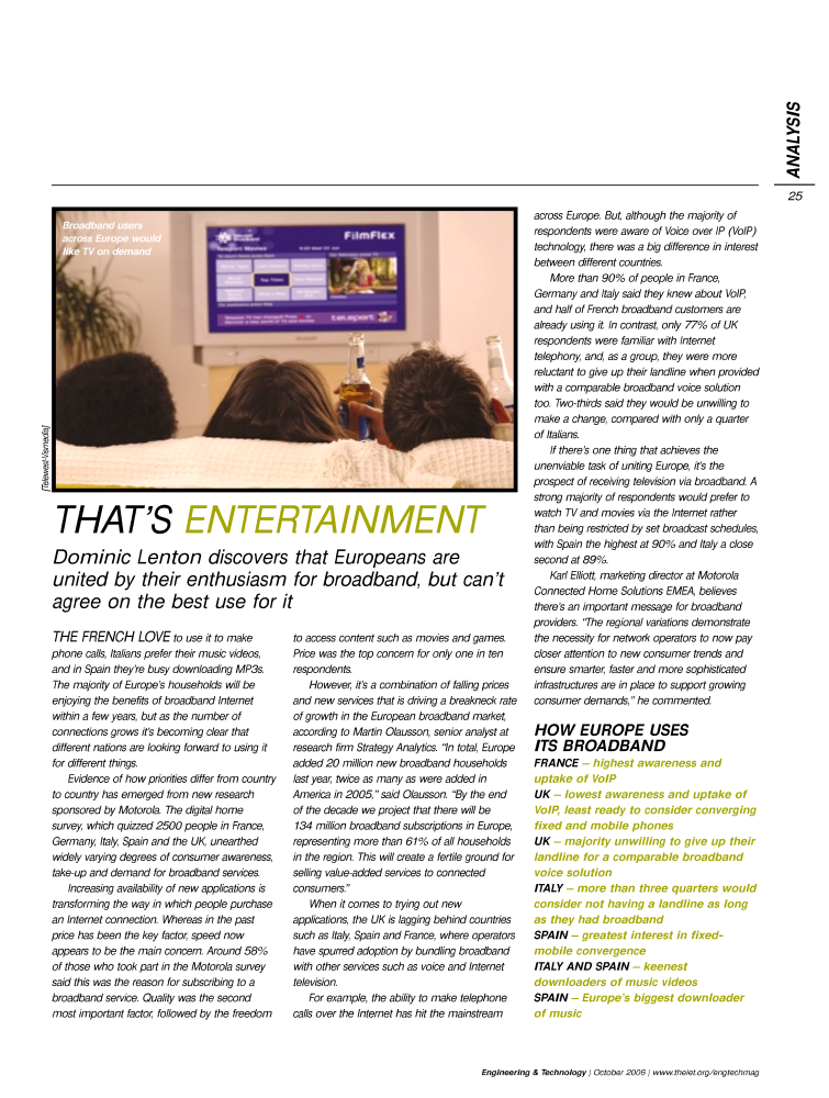 ANALYSIS - THAT'S ENTERTAINMENT | IET Journals & Magazine | IEEE Xplore