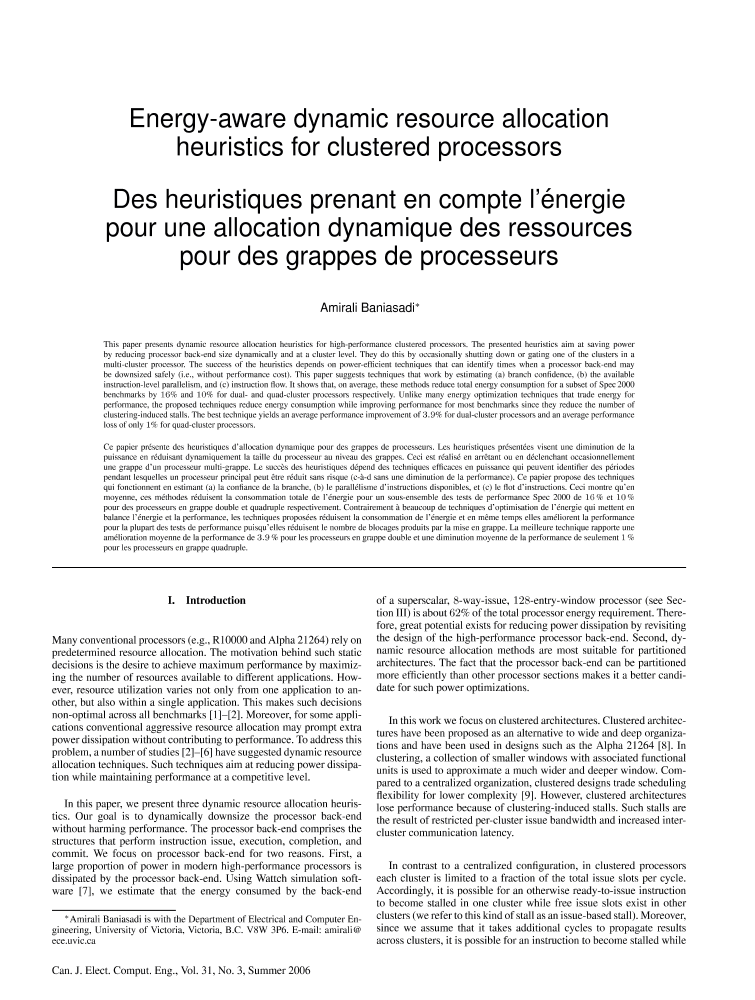 Energy-aware dynamic resource allocation heuristics for clustered ...