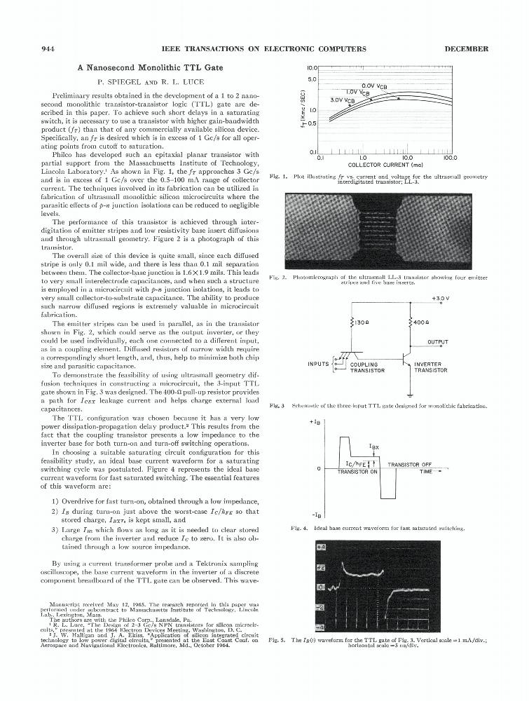 A Nanosecond Monolithic TTL Gate | IEEE Journals & Magazine | IEEE Xplore