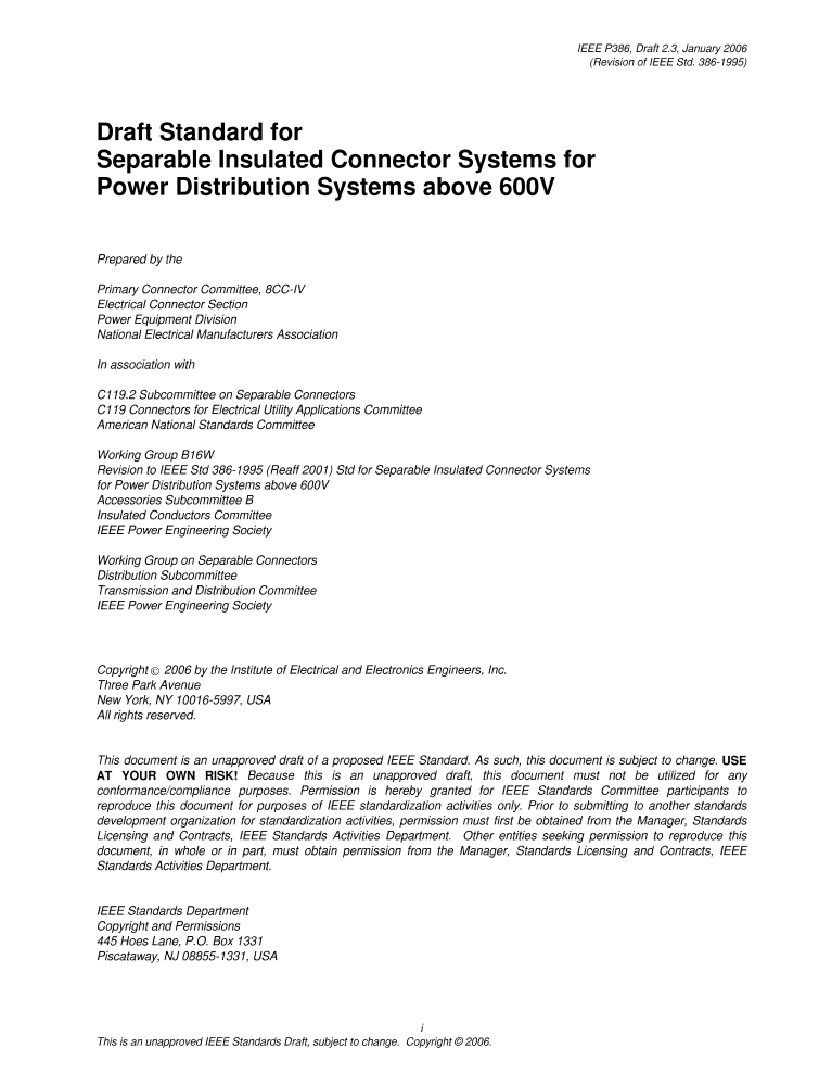 P386/D2.3 - Unapproved IEEE Draft Standard for Separable Insulated ...