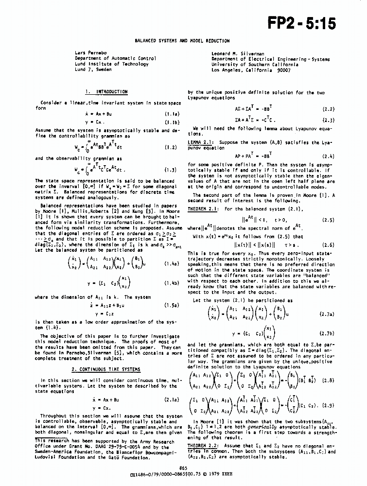 Balanced systems and model reduction | IEEE Conference Publication ...
