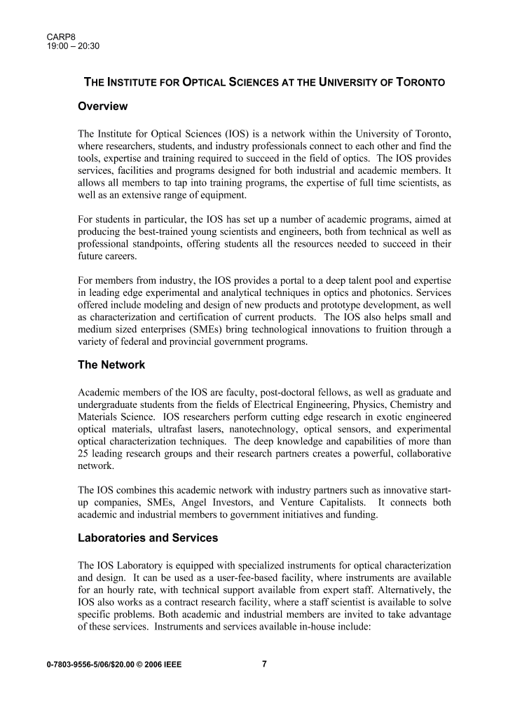 The Institute for Optical Sciences at the University of Toronto | IEEE ...